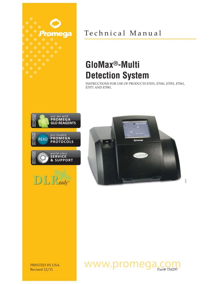 GloMax®-Multi Detection System INSTRUCTIONS FOR USE OF PRODUCTS E7031, E7041, E7051, E7061 ...